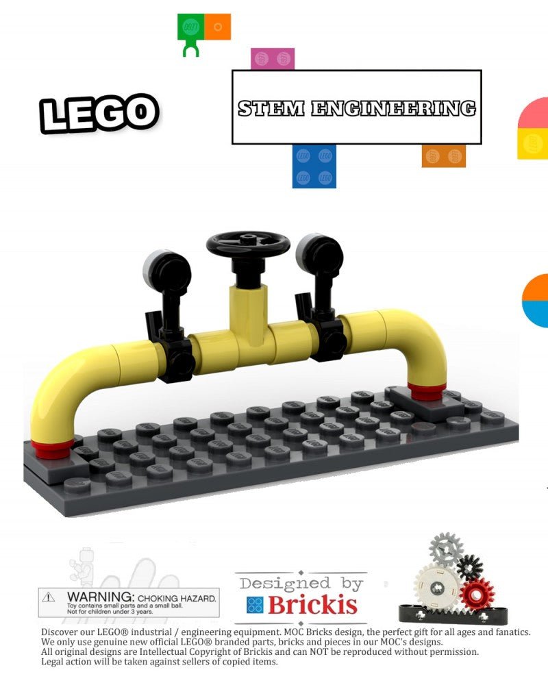 LEGO® MOC gas pipeline with valve and pressure meter - gauge – Brickis LEGO