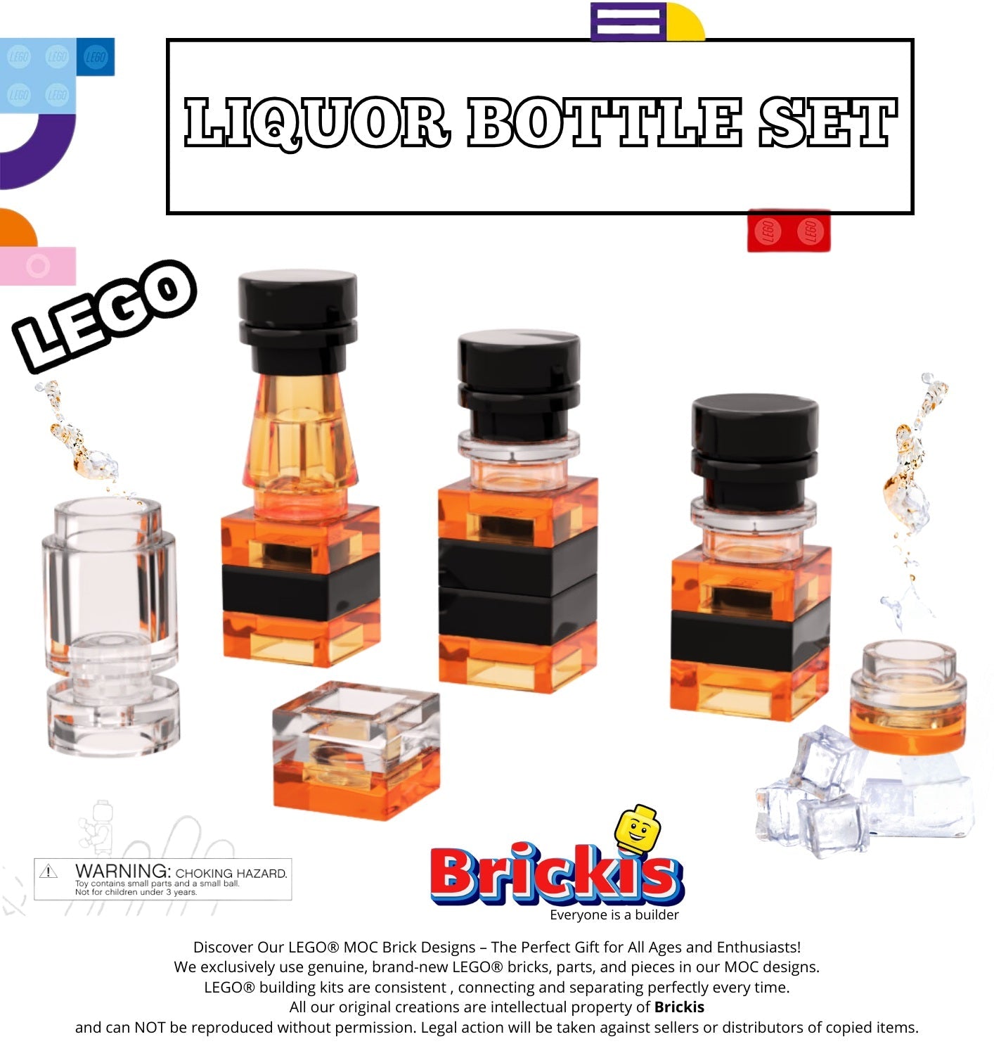 MOC Whiskey & Liquor Bottle Set built of LEGO® bricks – Brickis LEGO
